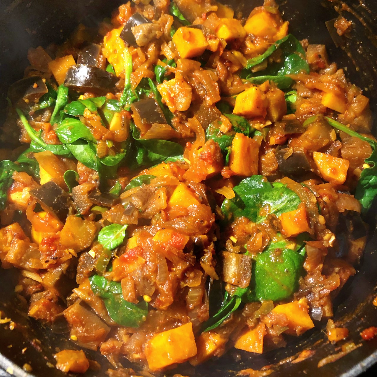 Sweet Potato and Aubergine Subji