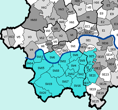 South West London Region City Map | Map of London Political Regional