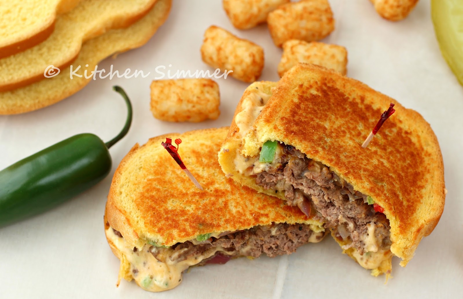 Kitchen Simmer: Jalapeno Pimento Cheese Beef Patty Melts