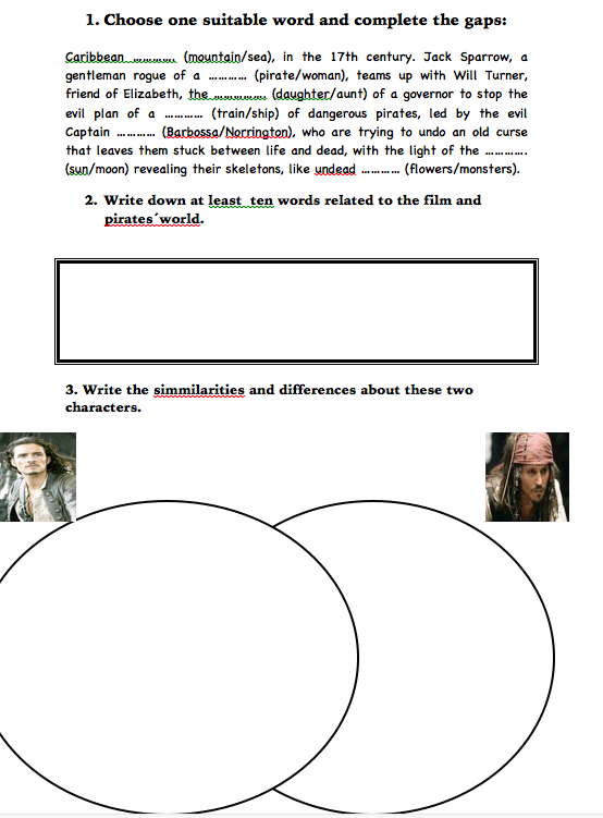 OUR ENGLISH CLASS: Pirates of the Caribbean