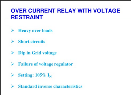 Generator Voltage restrained Over Current Protection