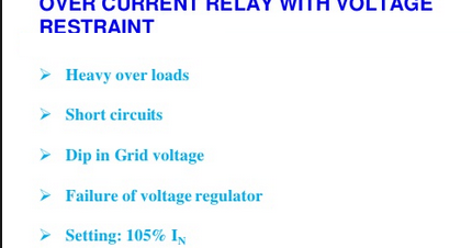 Generator Voltage restrained Over Current Protection