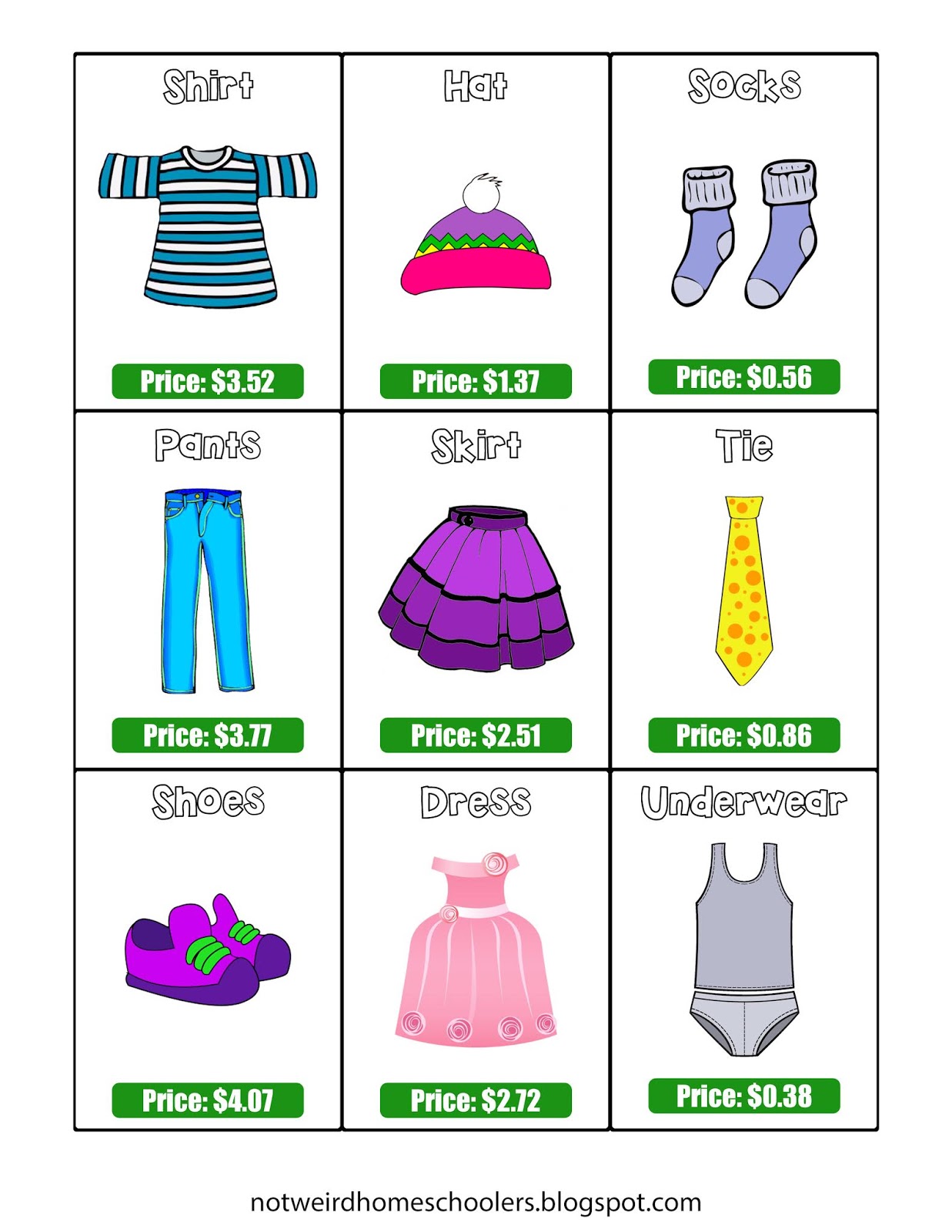 FREE HOMESCHOOLING RESOURCE!!! Pretend Store Card Game