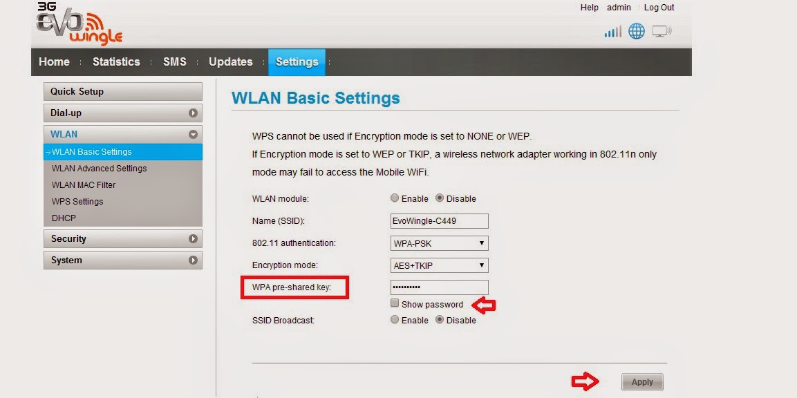 How to change the wifi password of PTCL Evo Wingle 3G - Kro Chat ...