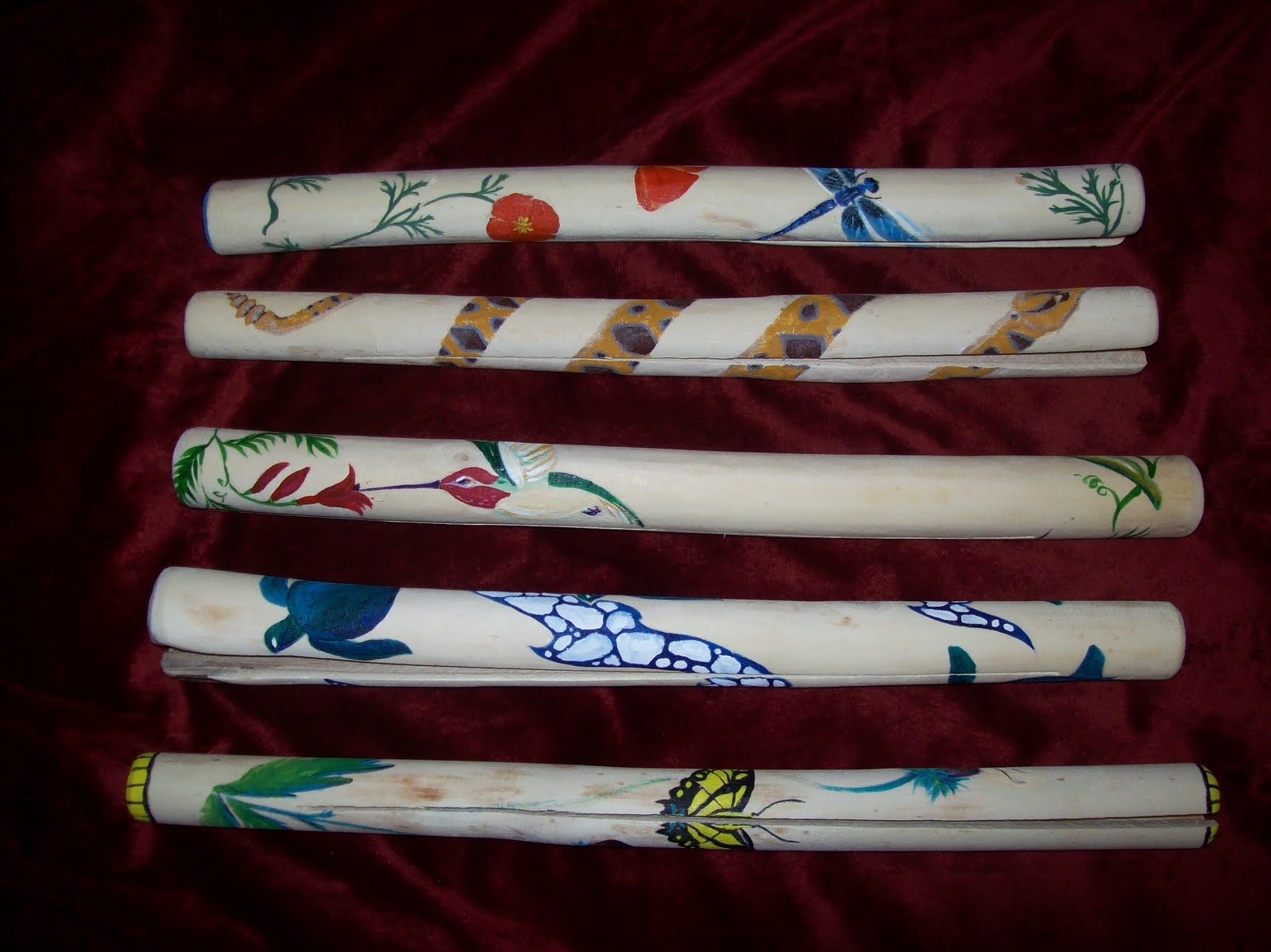 Art by Heather Ogston: Drum and Clapper Stick Paintings