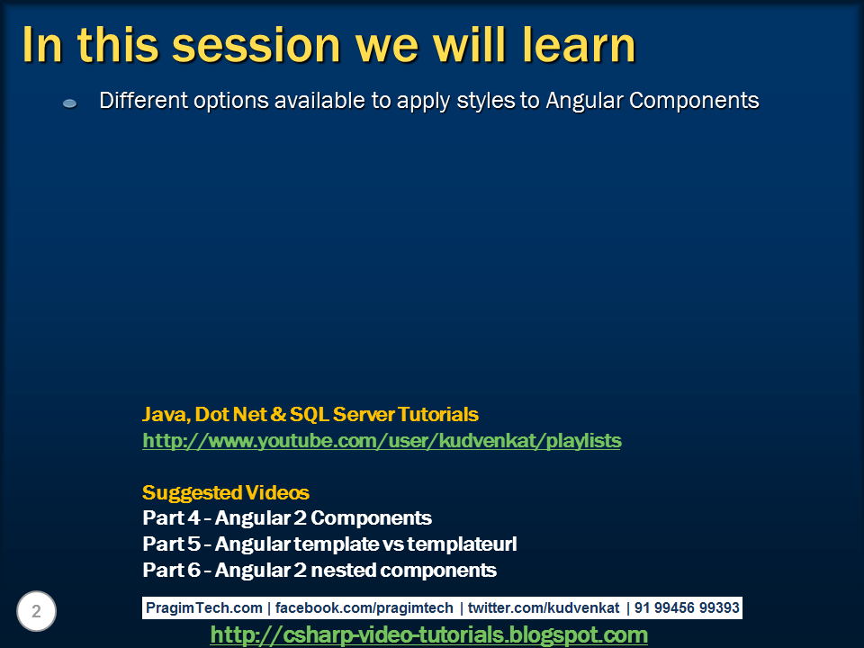 Sql server, .net and c# video tutorial: Styling angular 2 components