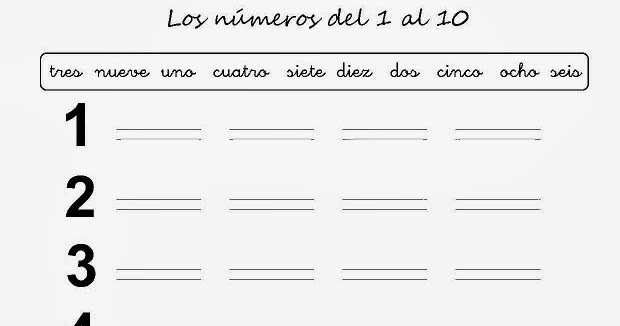 Cositas de AL y PT: Escribir los números del 1 al 10