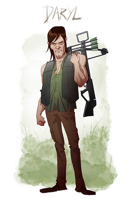 THE WALKING DEAD: ILUSTRACIONES DE LOS PROTAGONISTAS AL ESTILO CARTOON