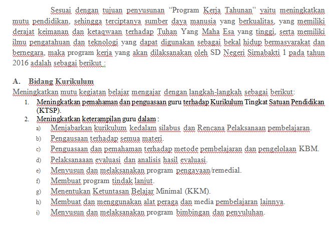 Contoh Program Kerja Kepala Sekolah - saygreenway