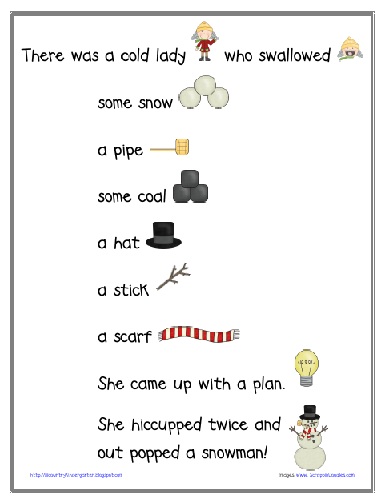 Lil Country Librarian: There Was a Cold Lady Who Swallowed Some Snow ...