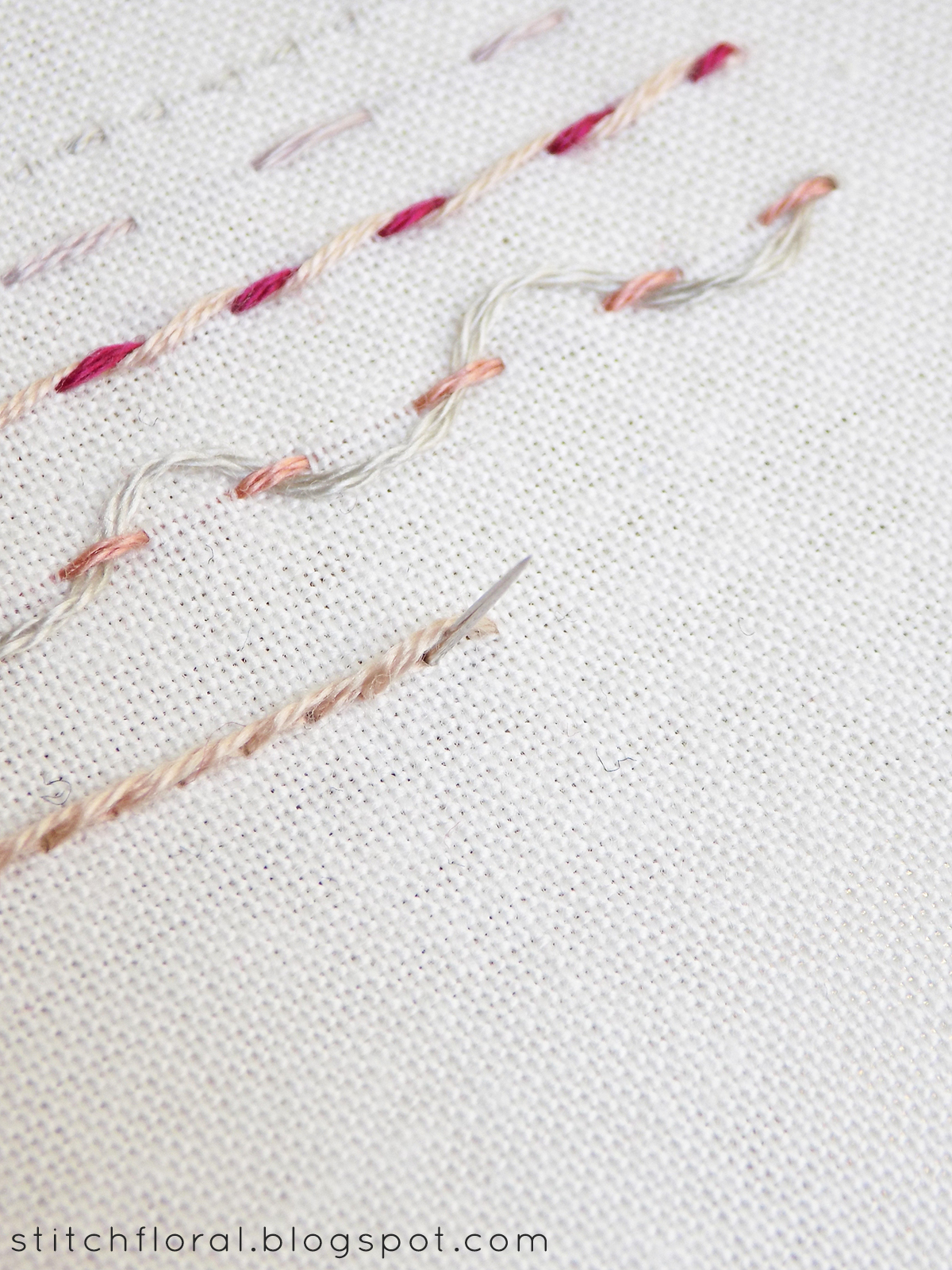 Line stitches and their variations: sampler - Stitch Floral