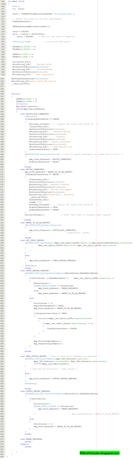 Figure 2. main C file USB HID host keyboard.