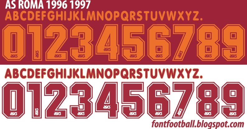 FONT FOOTBALL: Font Vector AS Roma 1996 1997 kit