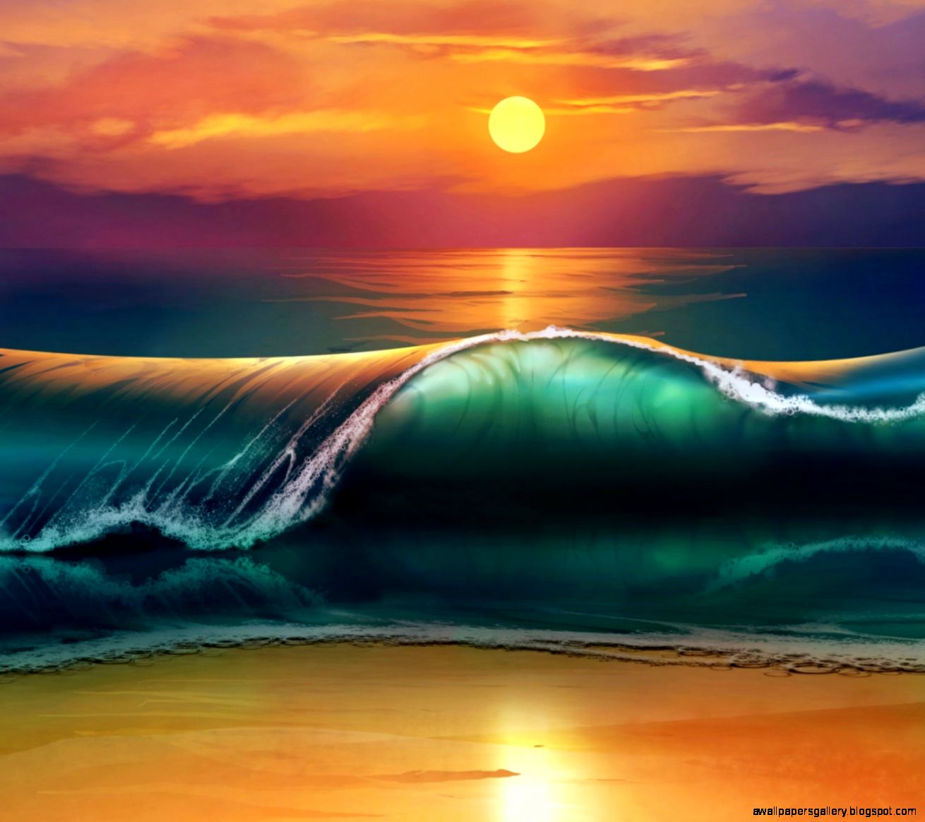 Ocean Waves Sunset | Wallpapers Gallery
