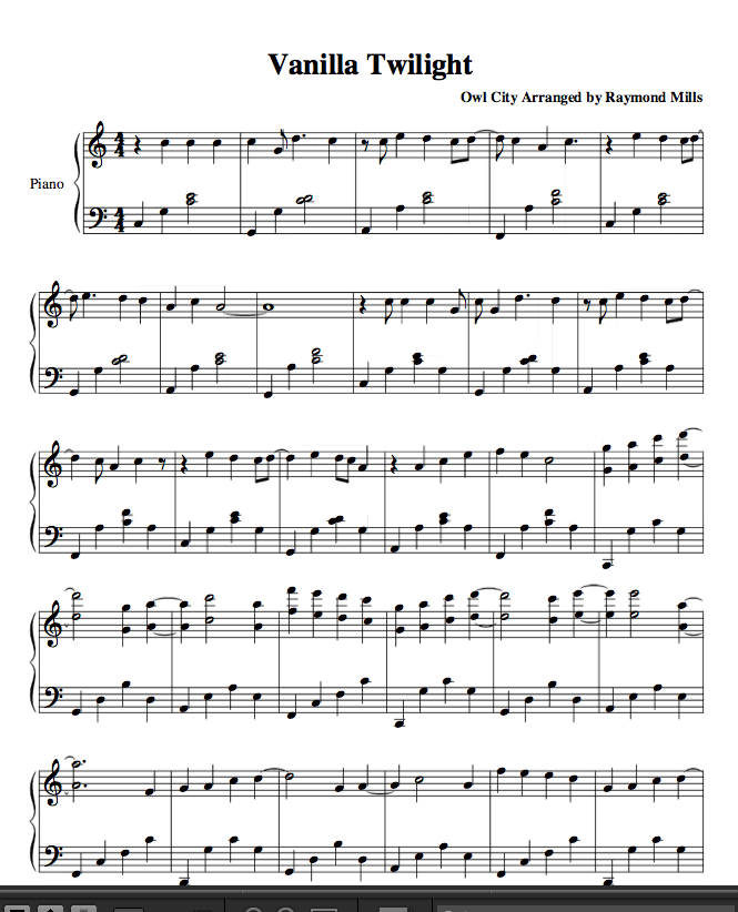 Bubbles: Vanilla Twilight Sheet Music