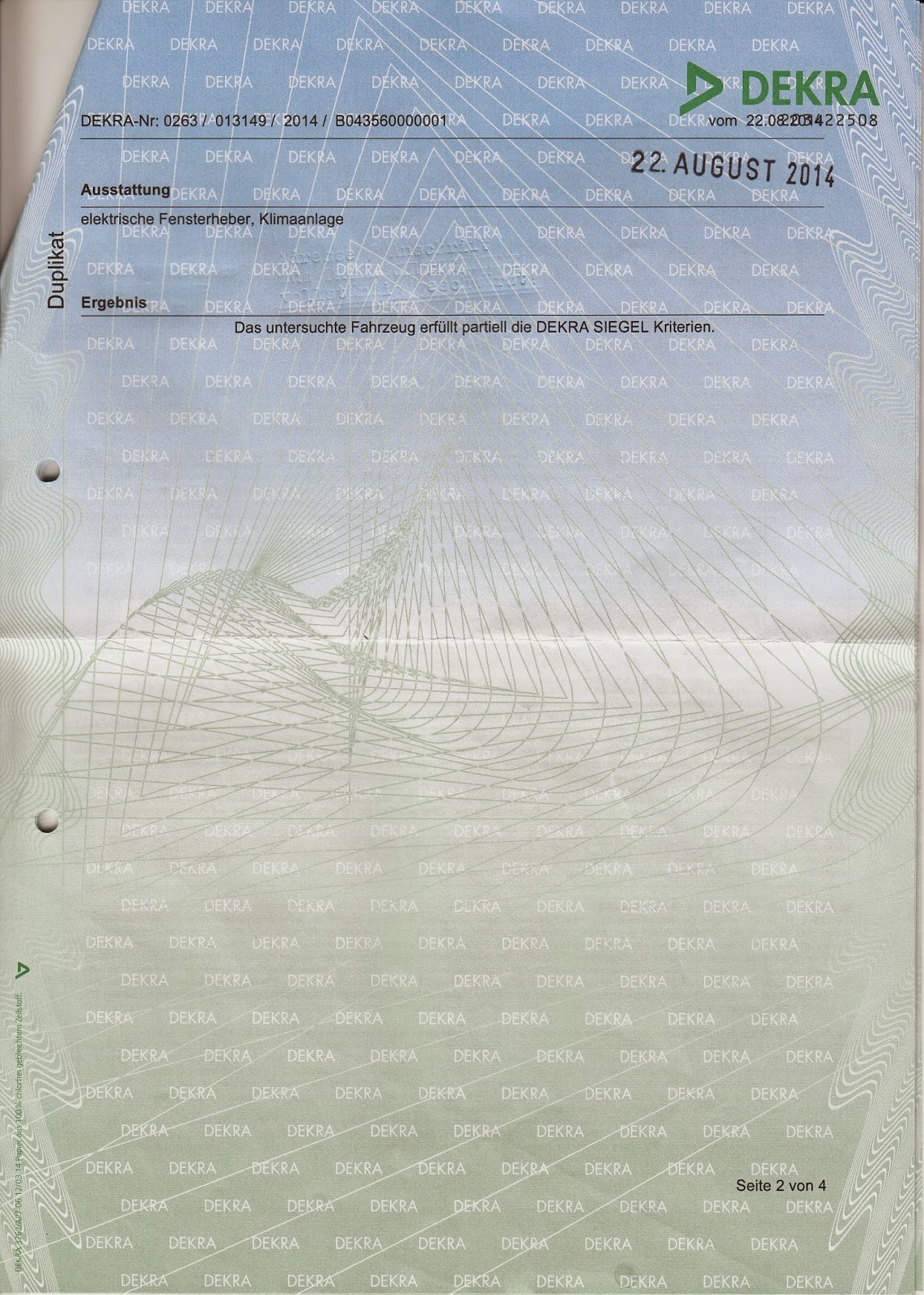 DEKRA-Wertgutachten-Siegel-Bericht- für 2011'er VW-Passat-Variant ...