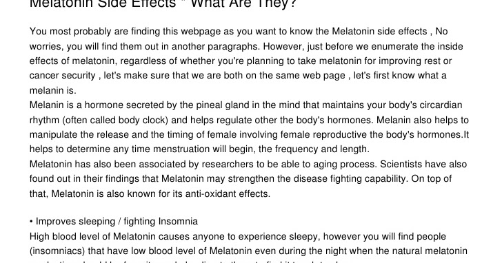 Melatonin - Side Effects From Melatonin