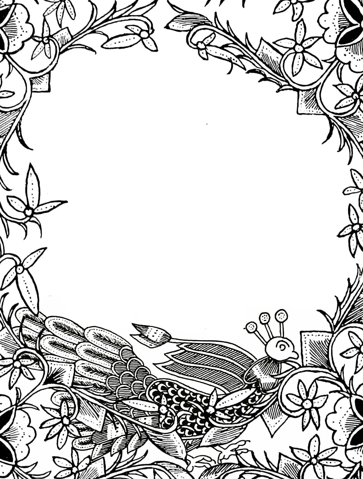 Adult Coloring Borders One Side Coloring Pages