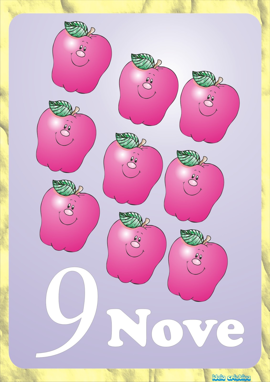 Numerais de Parede Coloridos Tema Maçãs Cutes