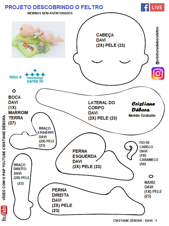 Bebê molde para imprimir - Feltro e moldes para artesanato