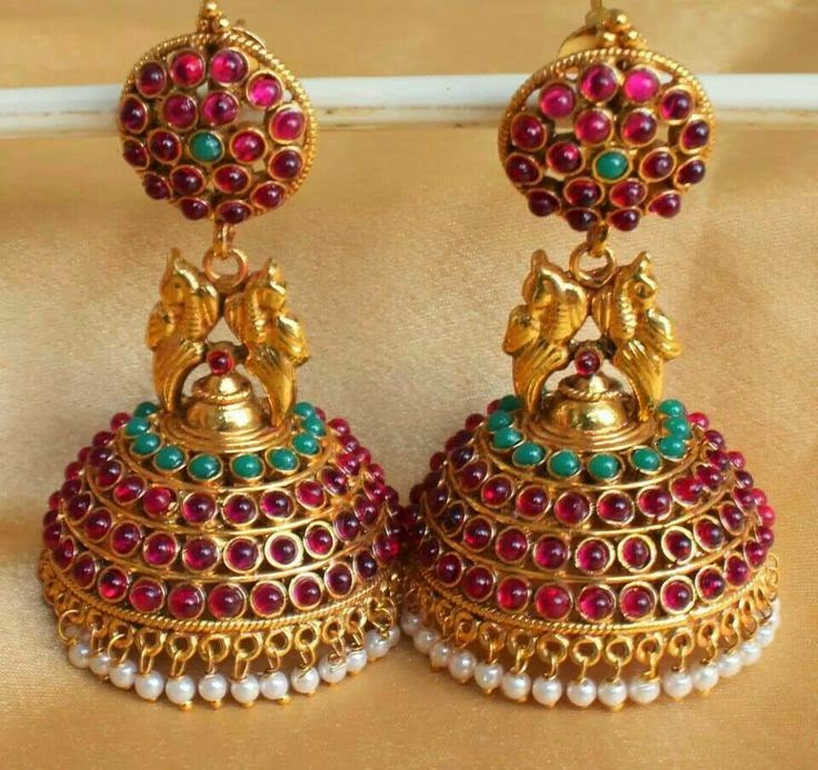 Jewellery Designs : Kempu Jhumkhis