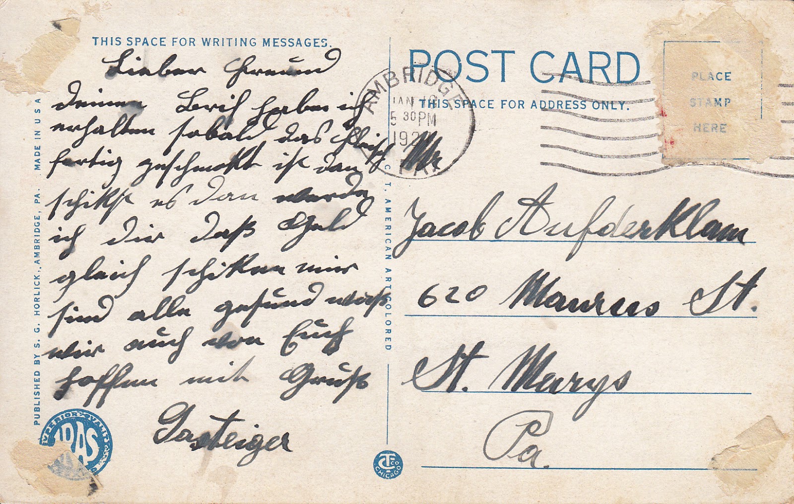 Ambridge Memories: American Bridge and Ohio River postcard, 1920s