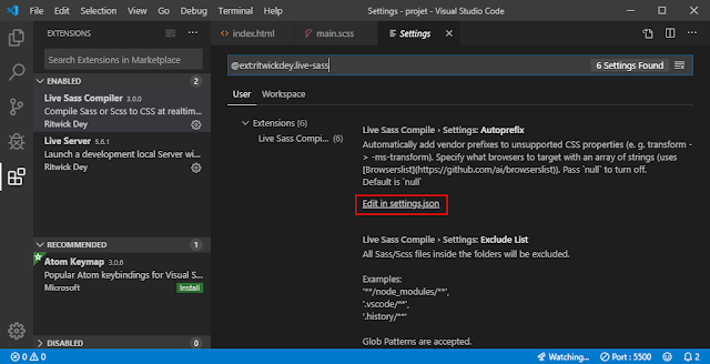 Sass avec Visual Studio Code