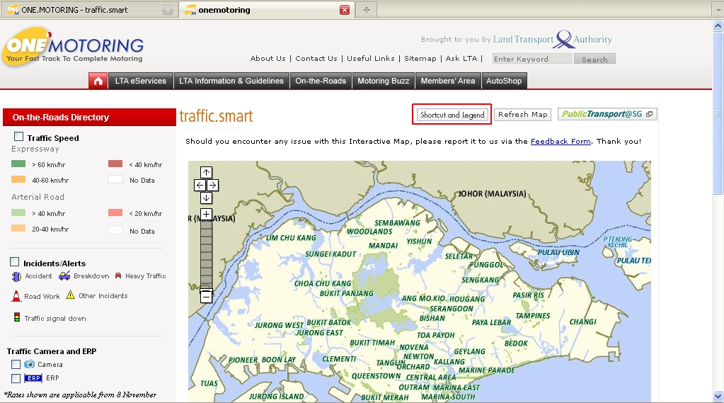 OneMap.sg: ONE.MOTORING Traffic.Smart - Your One Stop Site for all ...