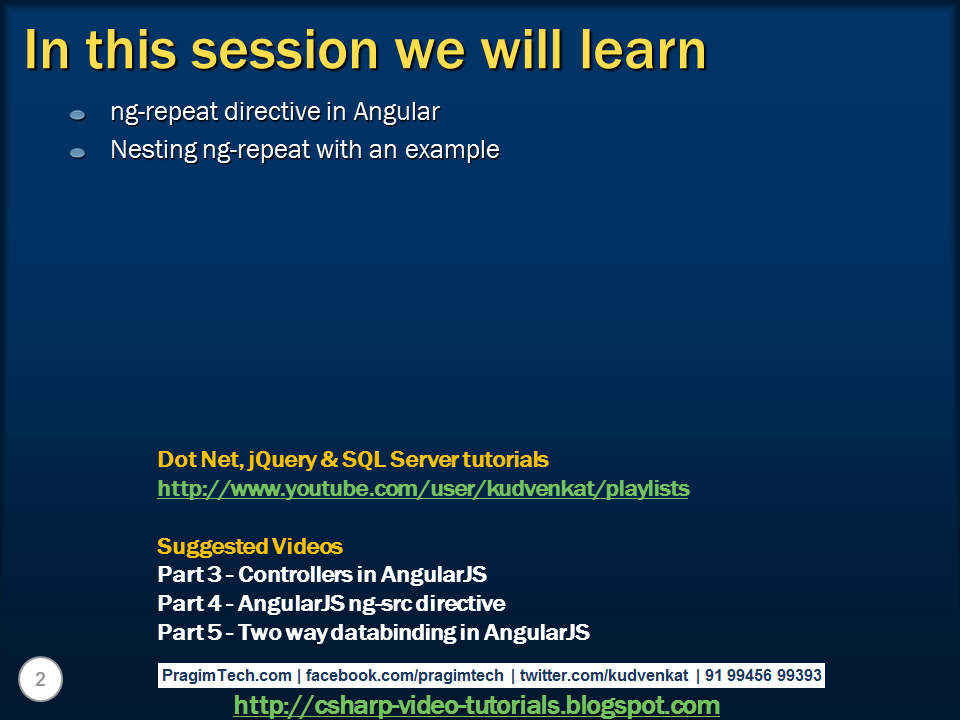 Sql Server Net And C Video Tutorial Angularjs Ng Repeat Directive
