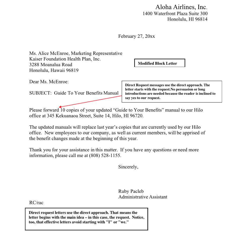 Business Writing Blog: letter of inquiry links and examples