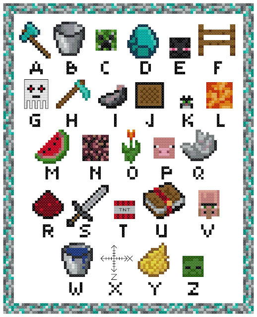 NERDpillo Handmade: Minecraft ABC's Free Cross Stitch Pattern