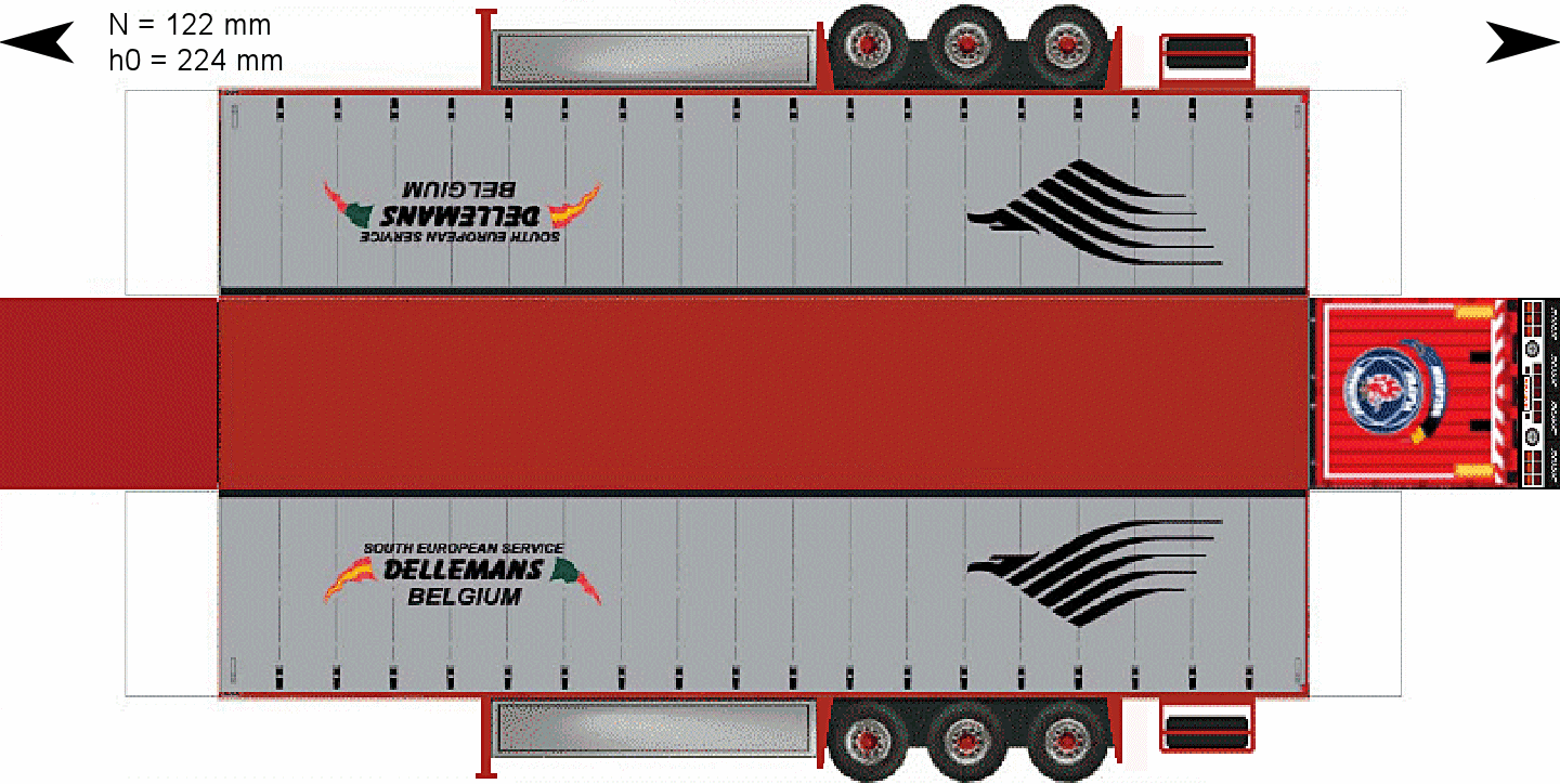 SP. Papel Modelismo: PaperCraft Scania 140 - Dellemans Transport