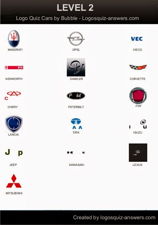 Level 2 - Logo Quiz Cars Answers