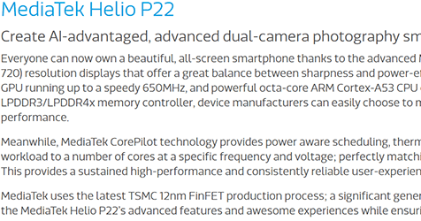 MediaTek Helio P22 launched, a mid-range chip with AI built on 12 nm process