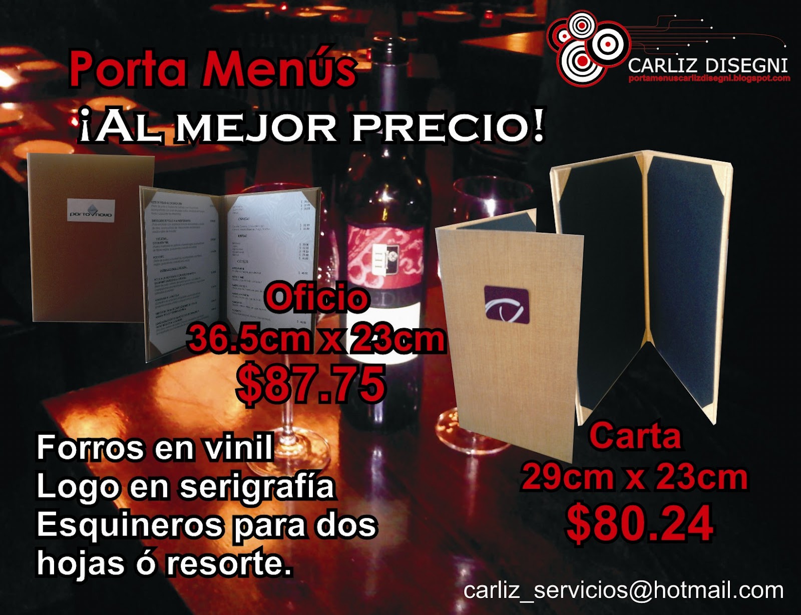 PORTA MENÚS CARLIZ DISEGNI