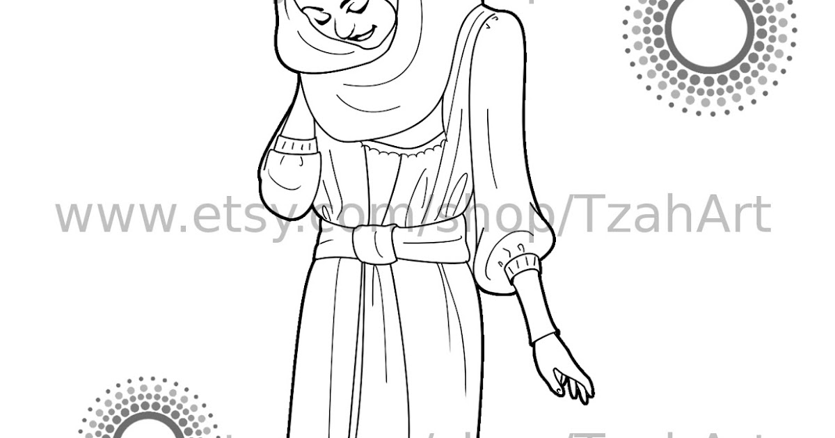 Muslim Hijabi Coloring Book Page Digital Download - Muslimah Lady and ...
