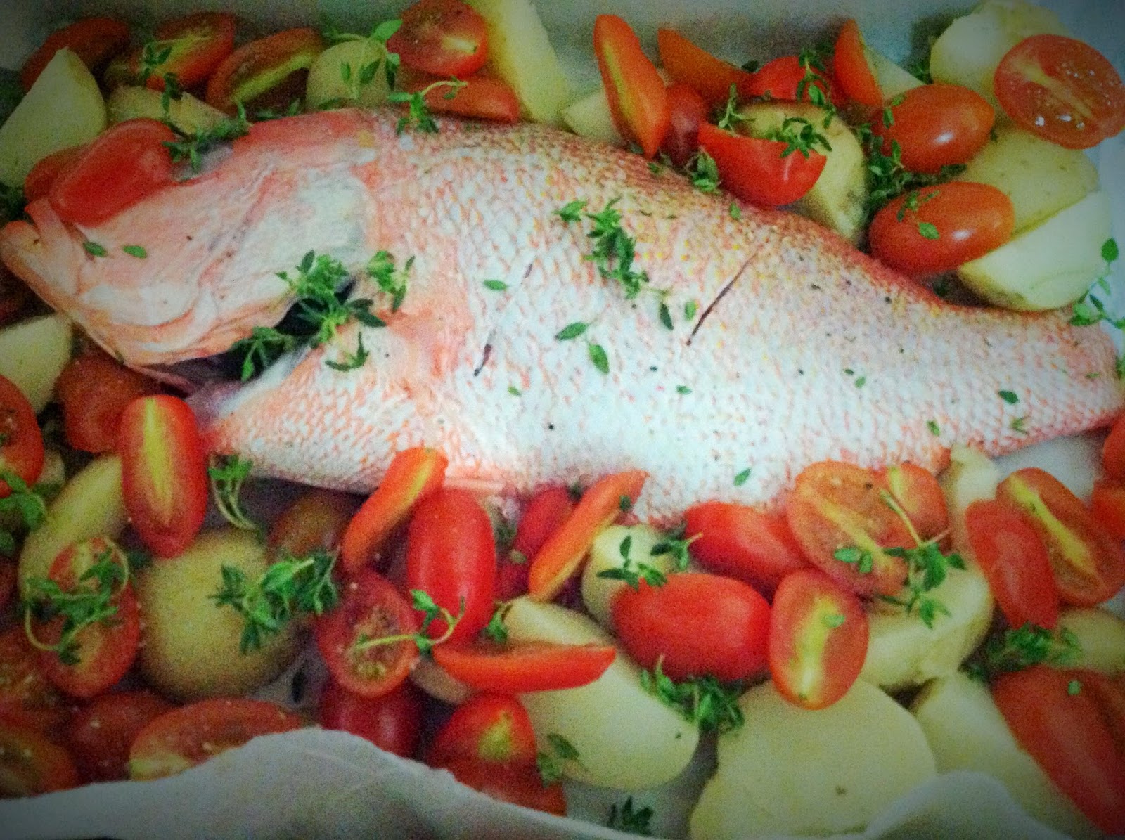 KITCHEN IN THE SAND: Oven roasted red snapper