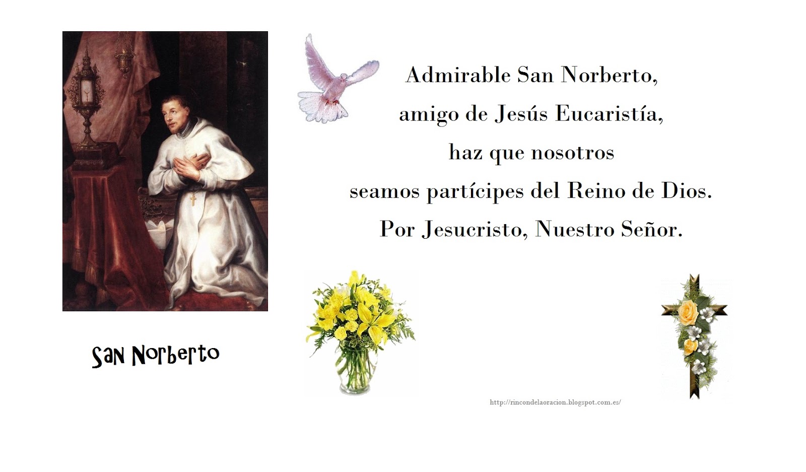 Rincón de la Oración: Estampa Oración de San Norberto