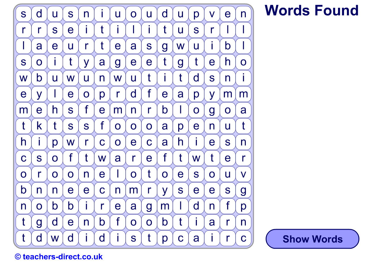 Terence's Computer Systems: Interactive Wordsearch