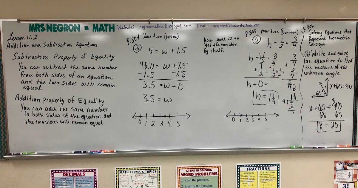 Mrs. Negron 6th Grade Math Class: Lesson 11.2 Addition and Subtraction ...
