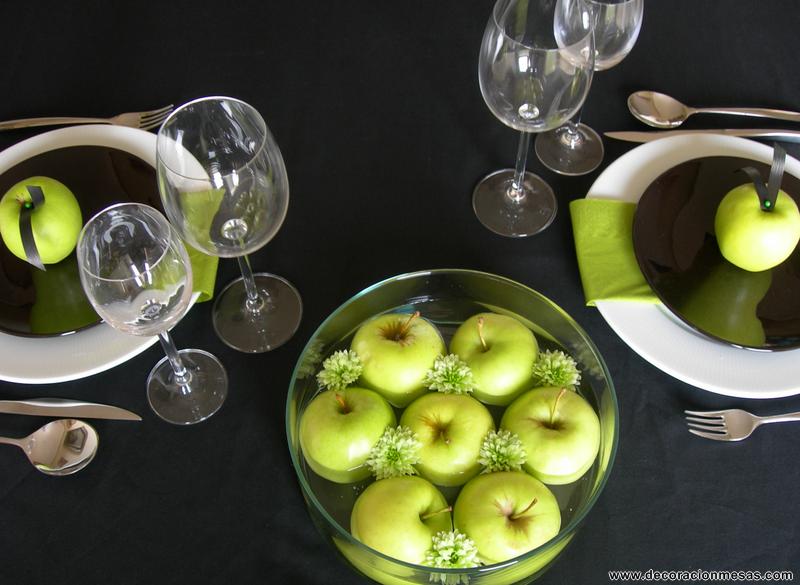 Decoracion de mesas: Decorar la mesa con manzanas