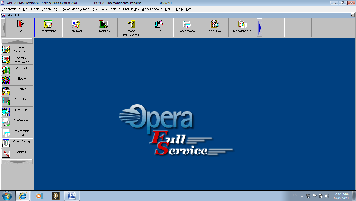 DEPARTAMENTO DE RECEPCION Y RESERVACION: UNIDAD 4 4.2.1 OPERA