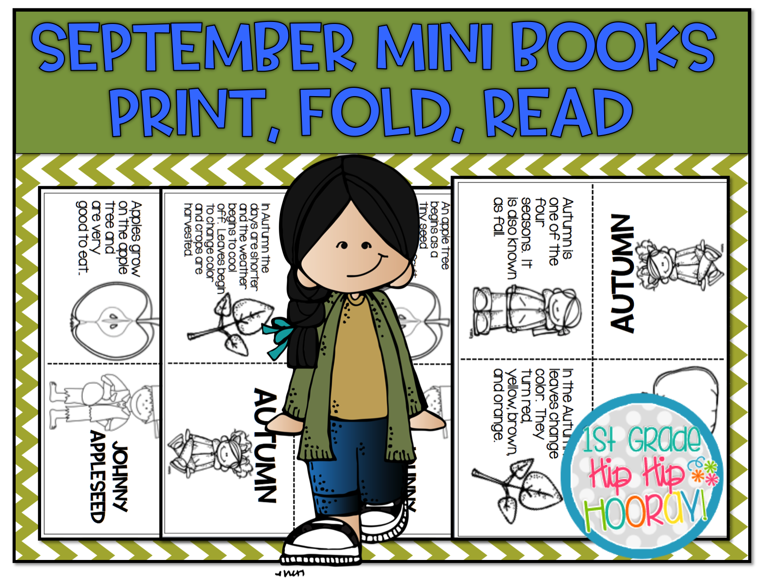 1st Grade Hip Hip Hooray!: September Mini Books...Print, Fold, Read