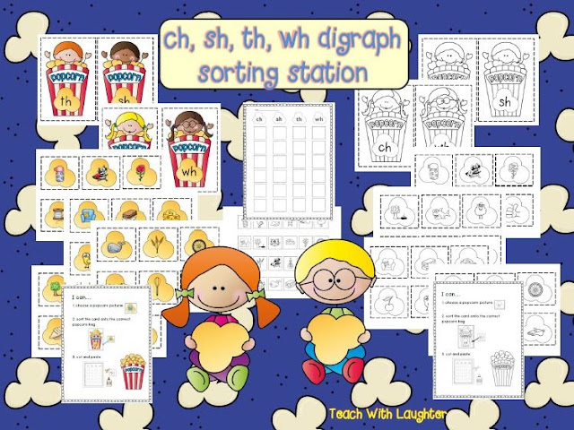 Teach With Laughter: Popcorn Fun Digraph Sorting Station