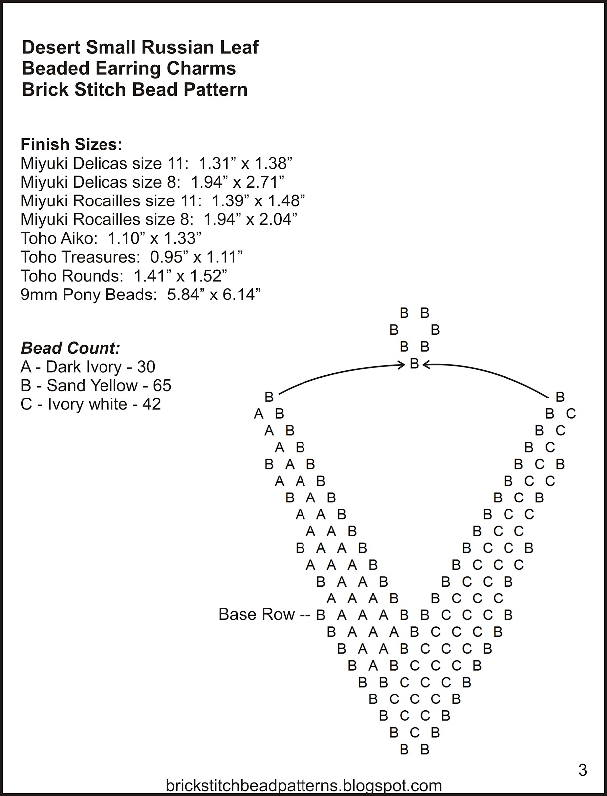 Brick Stitch Bead Patterns Journal: Free Desert Small Russian Leaf ...