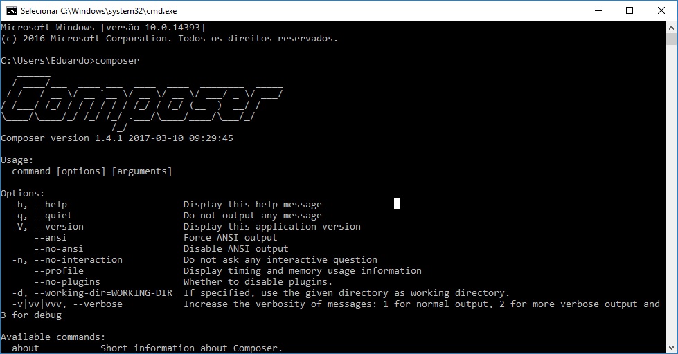Instalação do Composer no Windows
