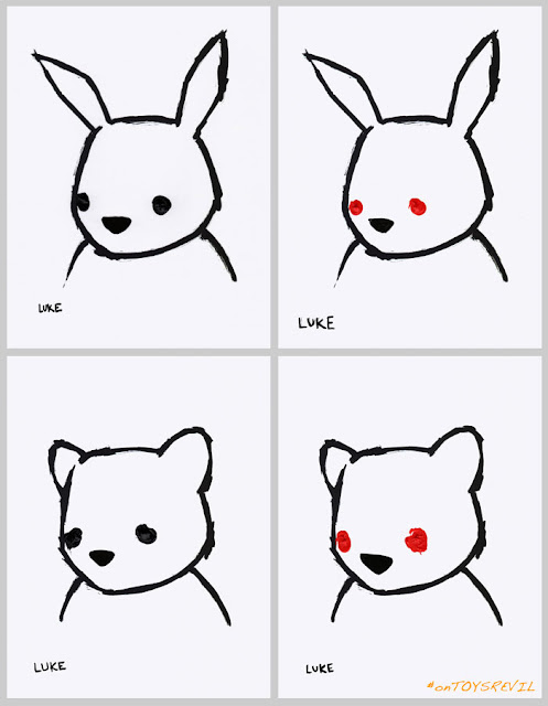 Luke Chueh Hand-Embellished Bunny+Bear-Face Prints from Rotofugi