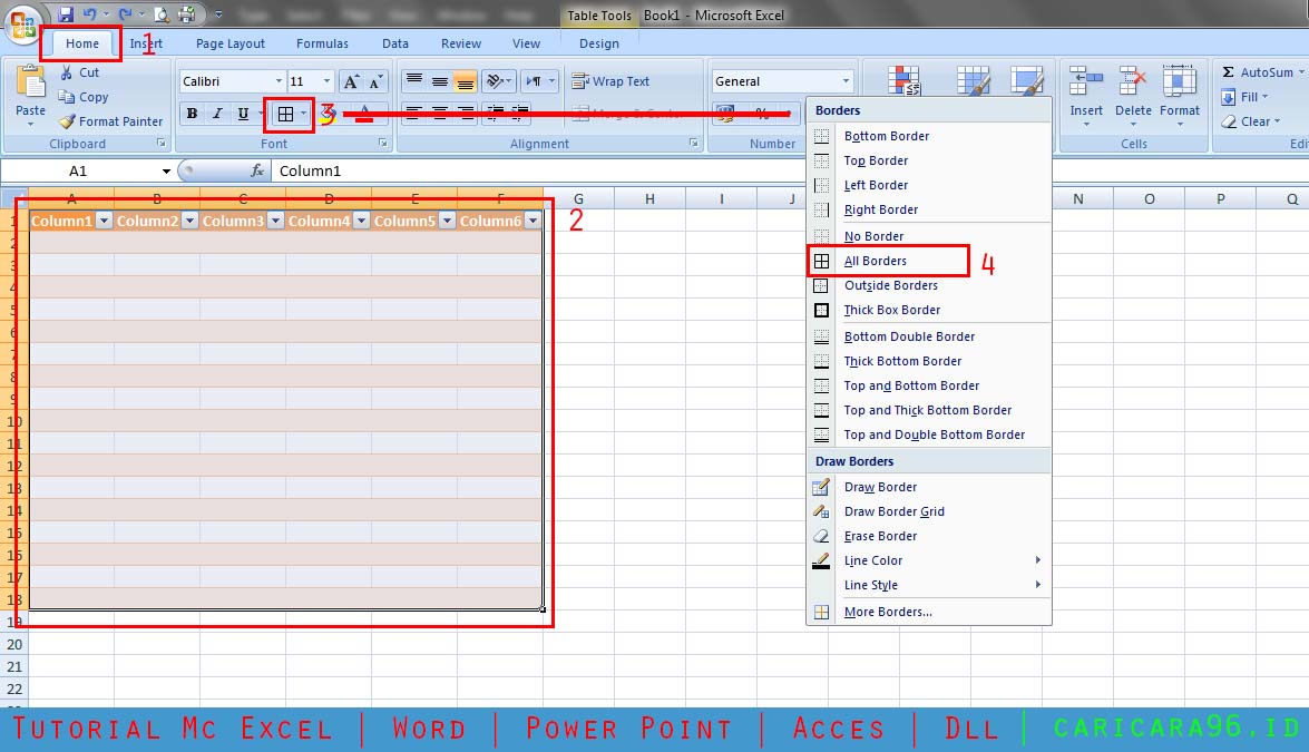 Cara Membuat Tabel Di Microsoft Excel Untuk Pemula - Part 1