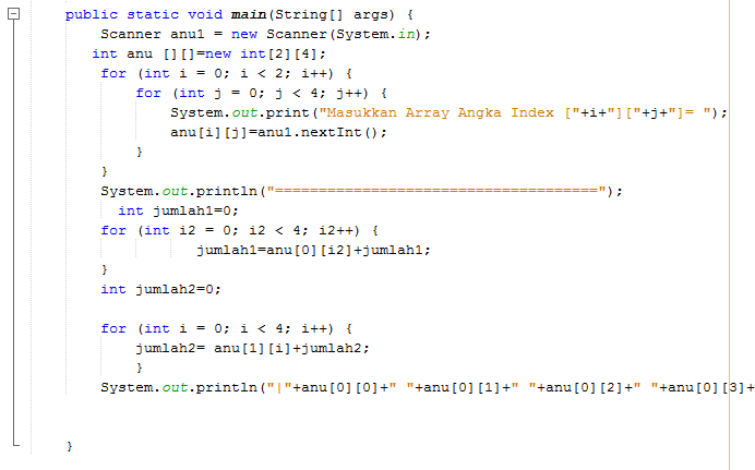 Penjumlahan Matrik Pada Pemrograman Java Menggunakan Metode Array ~ Teknik (infor)Matematika