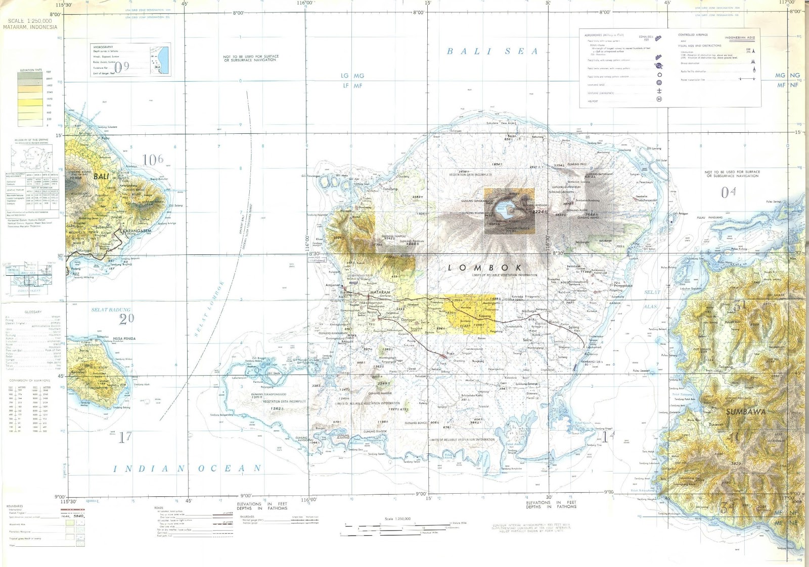 TAKJUB INDONESIA: PETA TOPOGRAFI LOMBOK SKALA 250K